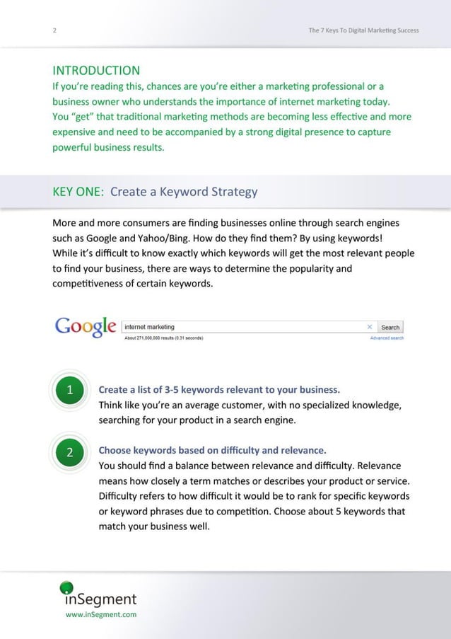 inSegment - The 7 Keys To Digital Marketing Success | PDF
