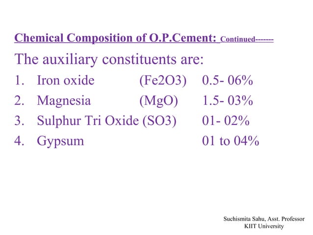 1. cement ppt | PPT | Chemistry | Science