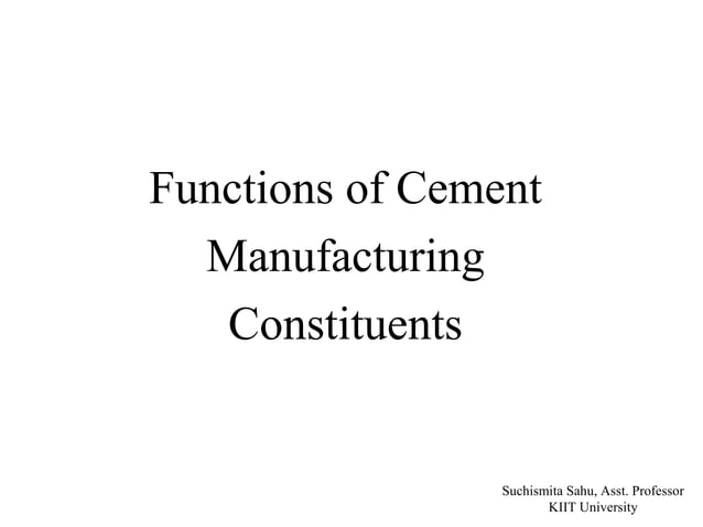 1. cement ppt | PPT | Chemistry | Science