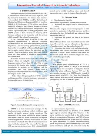 Reduction of Frequency offset Using Joint Clock for OFDM Based Cellular Systems Over Generalized ...