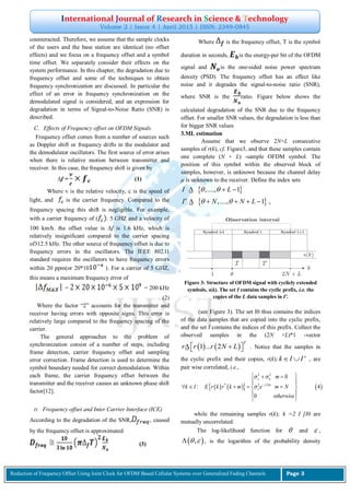 Reduction of Frequency offset Using Joint Clock for OFDM Based Cellular Systems Over Generalized ...