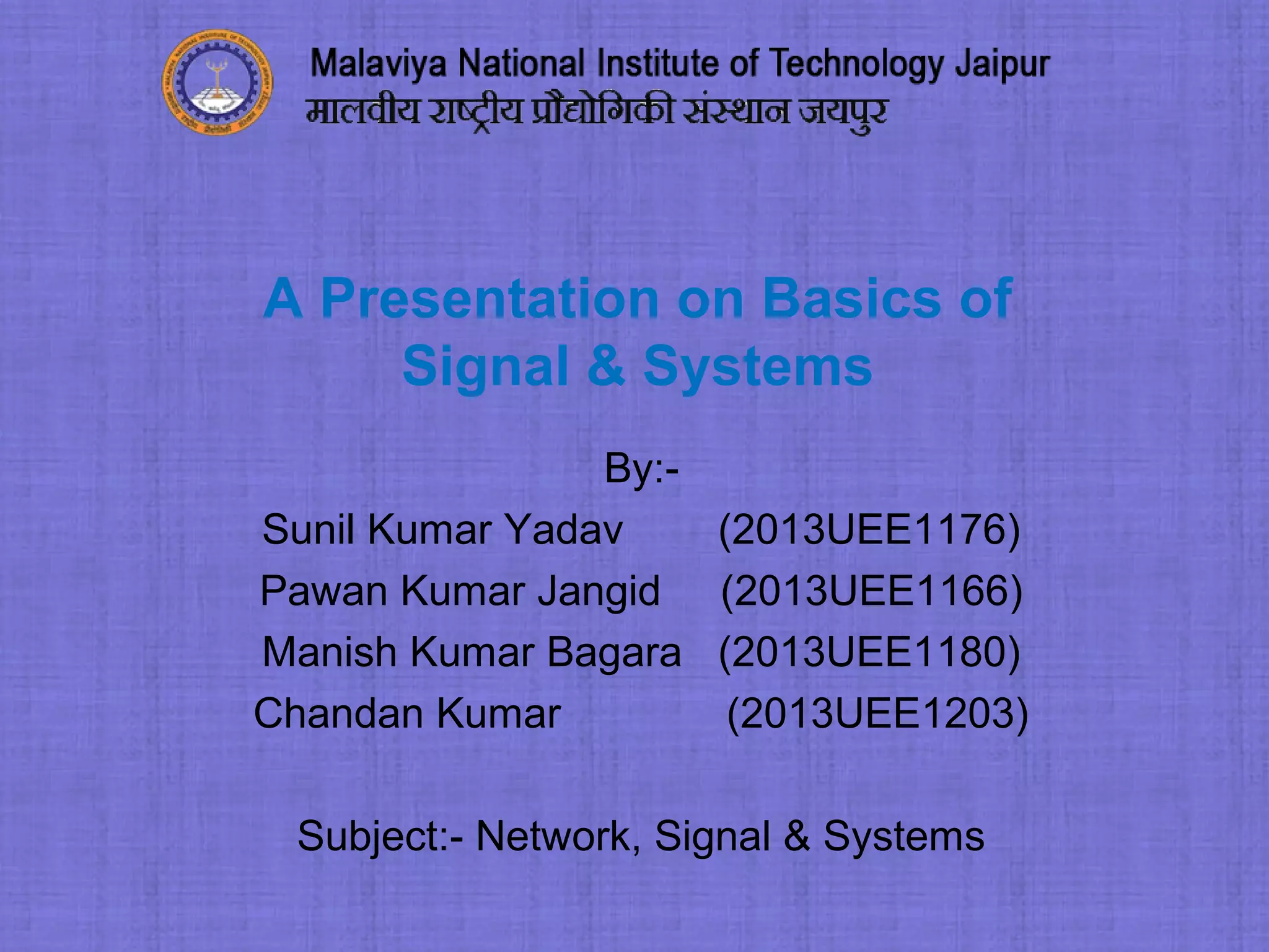 1. signal and systems basics | PPT | Physics | Science