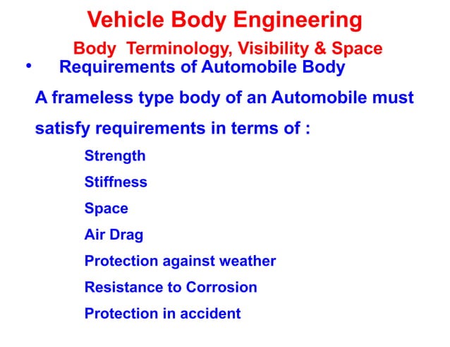 Vehicle Body Engineering - Introduction | PPT