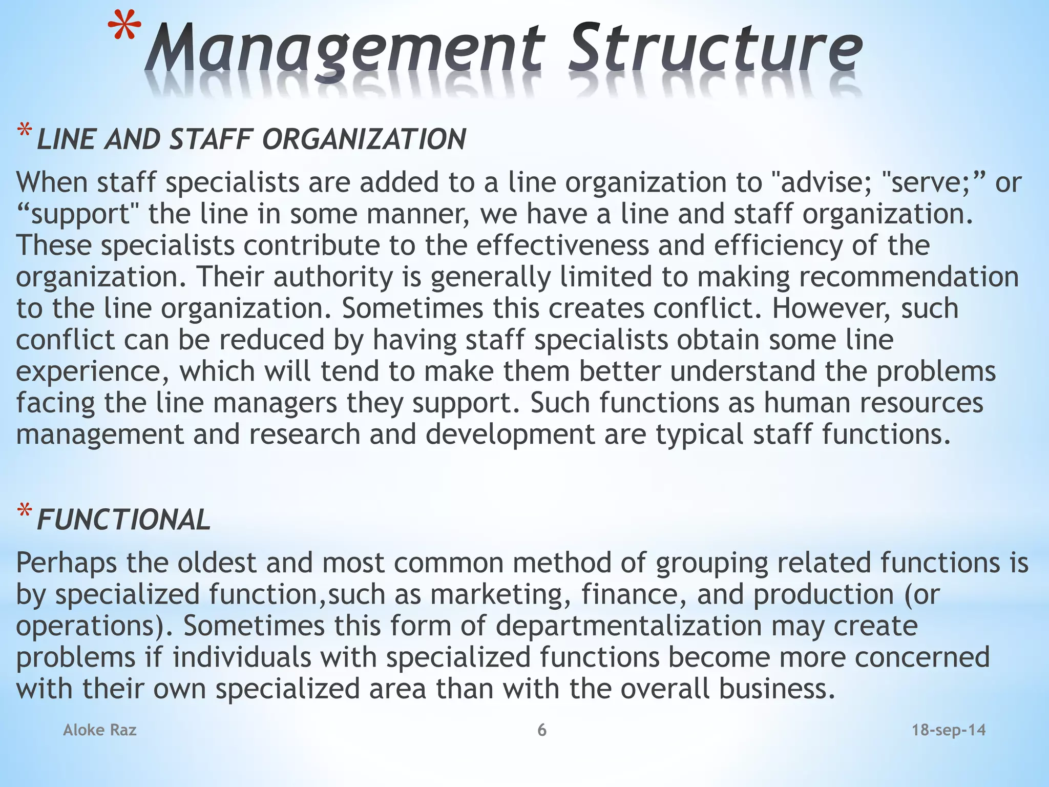 Management functions and structure | PPTX