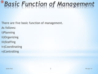 Management functions and structure | PPTX