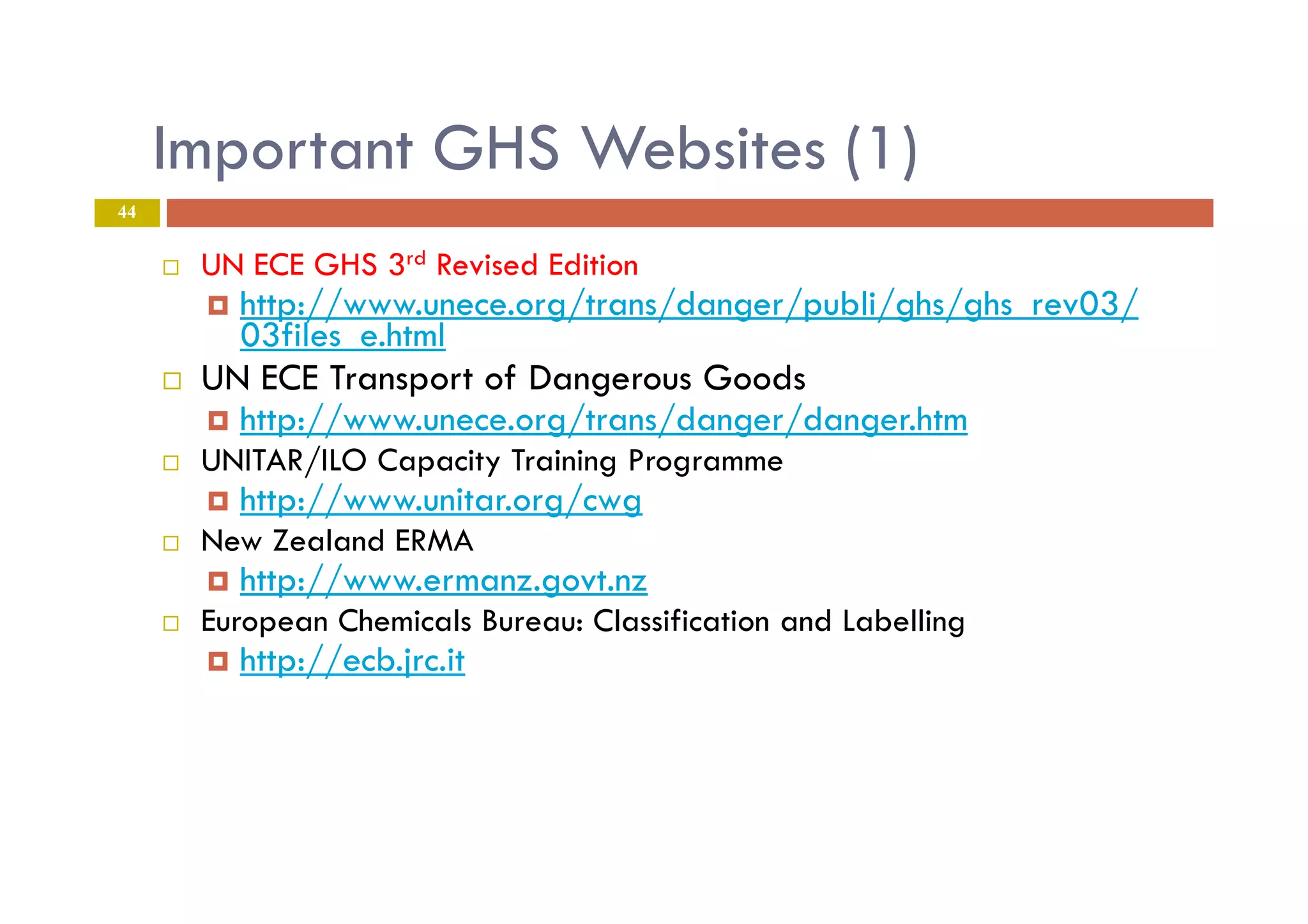 Globally Harmonized System of Classification and Labelling of Chemicals ...