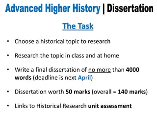 Advanced Higher History dissertation - background details | PPTX