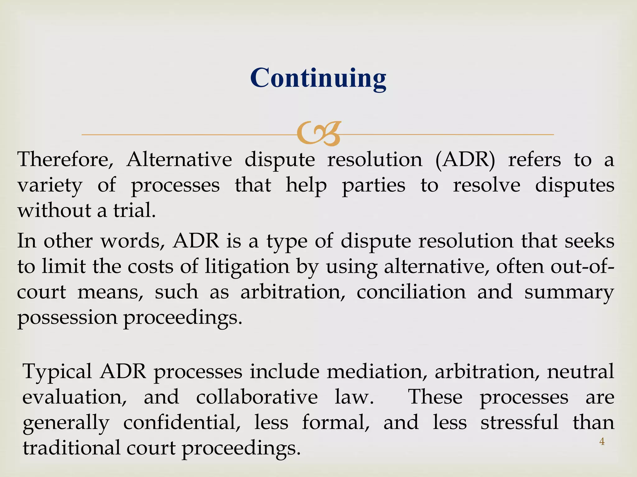 Introduction to Alternative Dispute Resolution (ADR) | PPTX