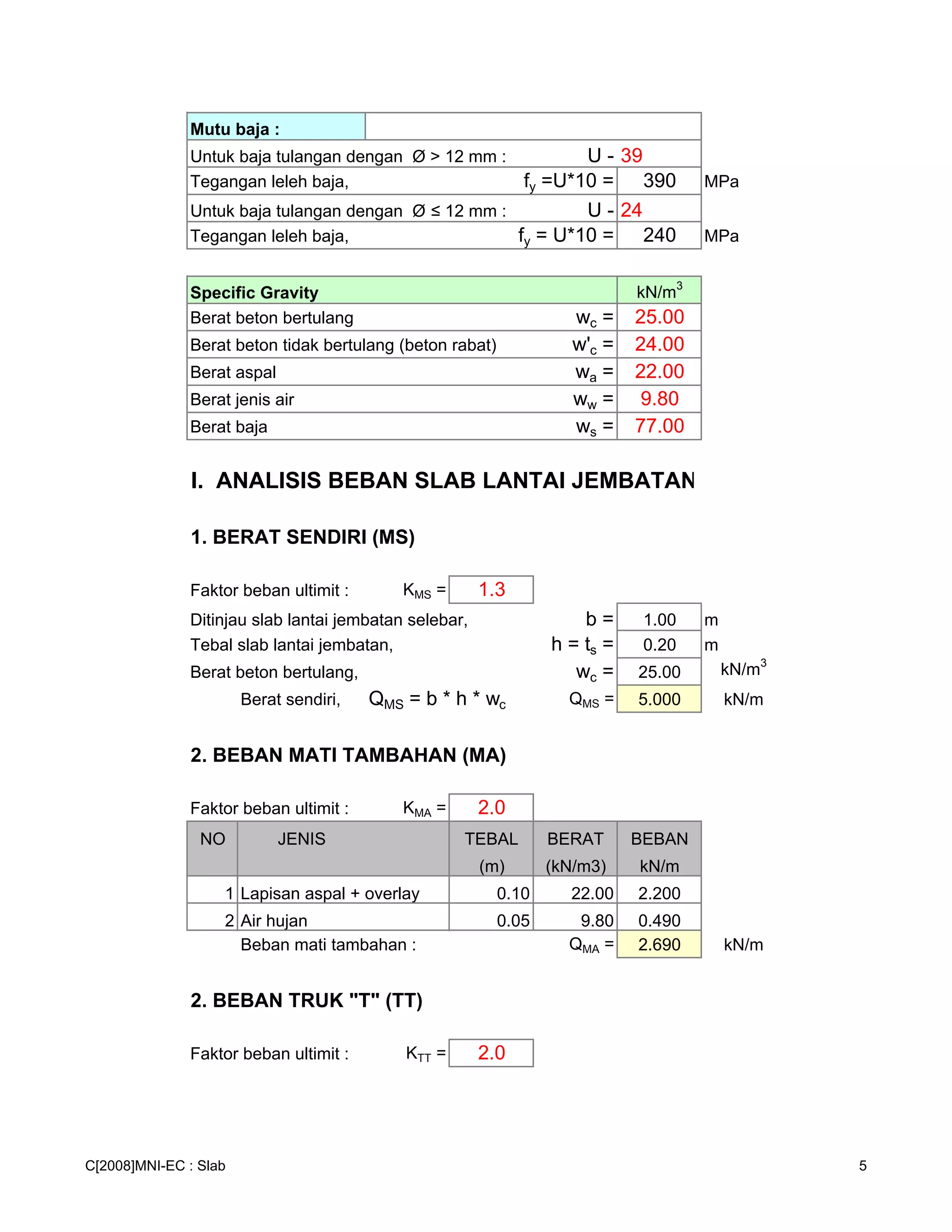 1. analisis slab lantai jembatan | PDF