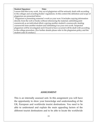 1. assignment brief tourist destination | DOC