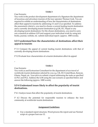1. assignment brief tourist destination | DOC