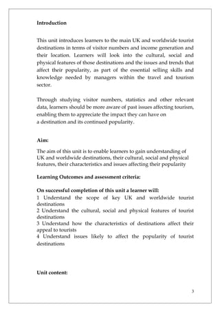 1. assignment brief tourist destination | DOC