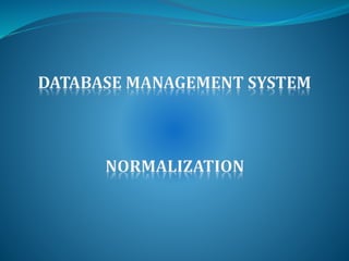 DBMS - FIRST NORMAL FORM | PPTX