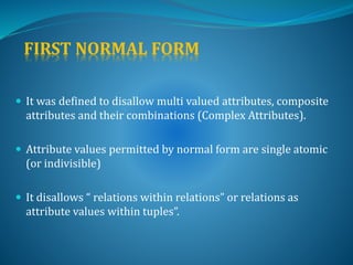 DBMS - FIRST NORMAL FORM | PPTX