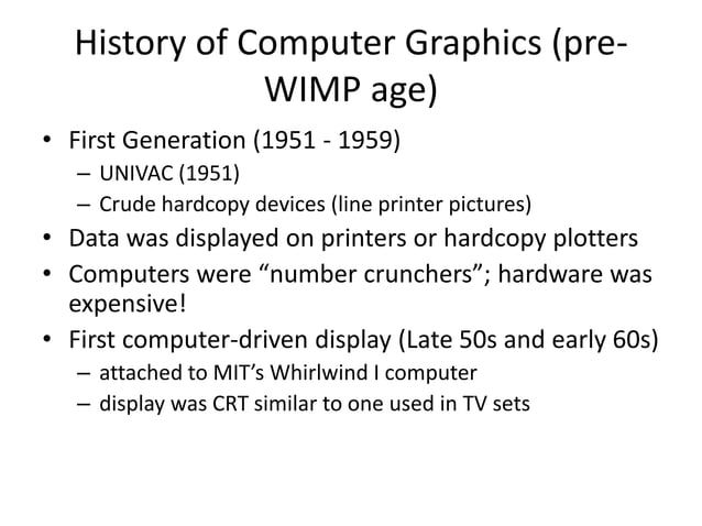 History of Computer Graphics | PPTX | Computing | Technology & Computing