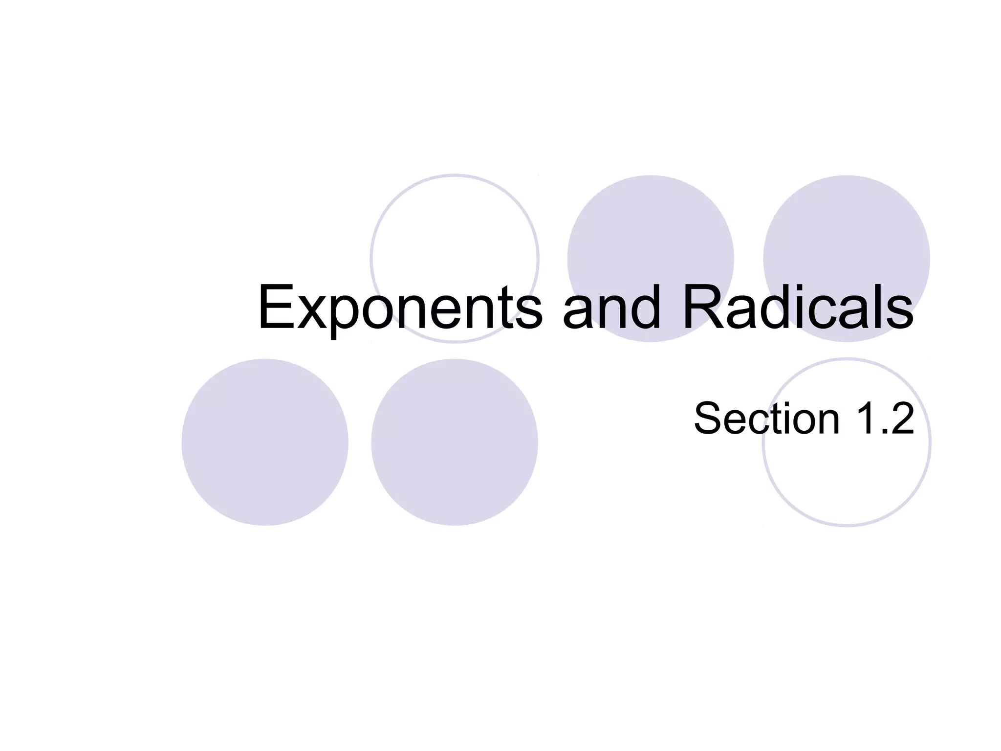 EXPONENTS AND RADICALS | PPT