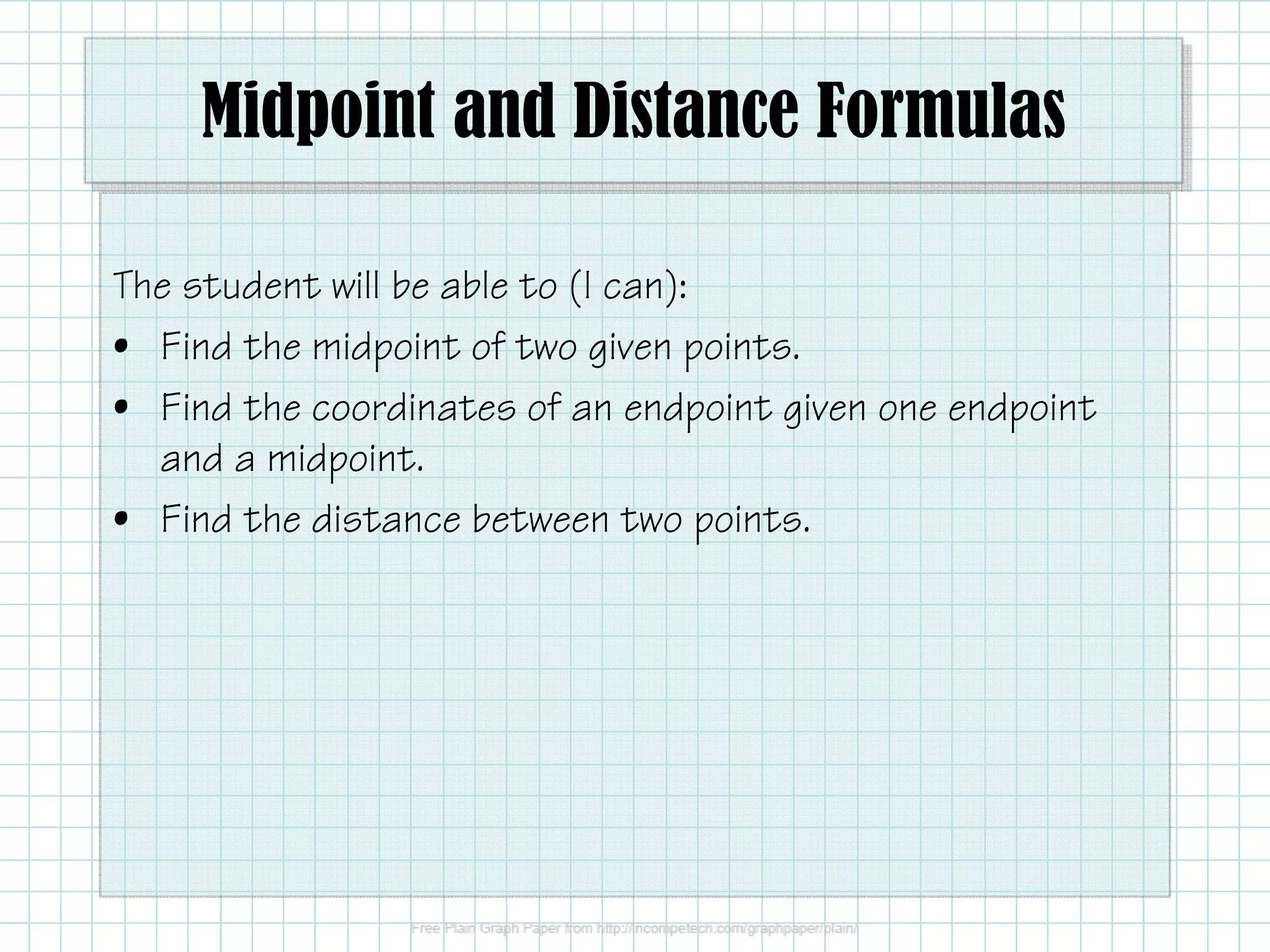 1.1.1C Midpoint and Distance Formulas | PDF