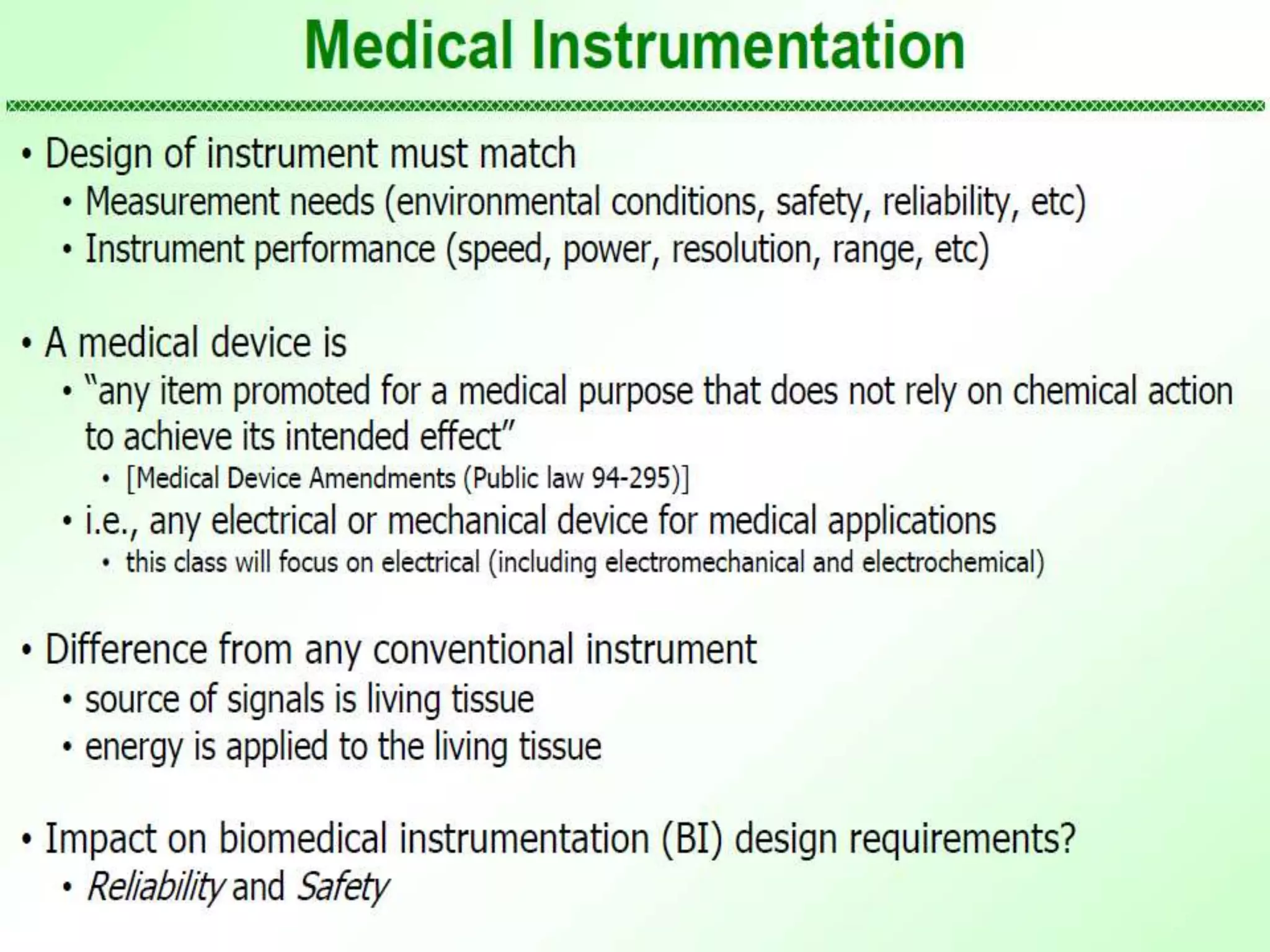 Introduction to biomedical instrumentation | PPTX