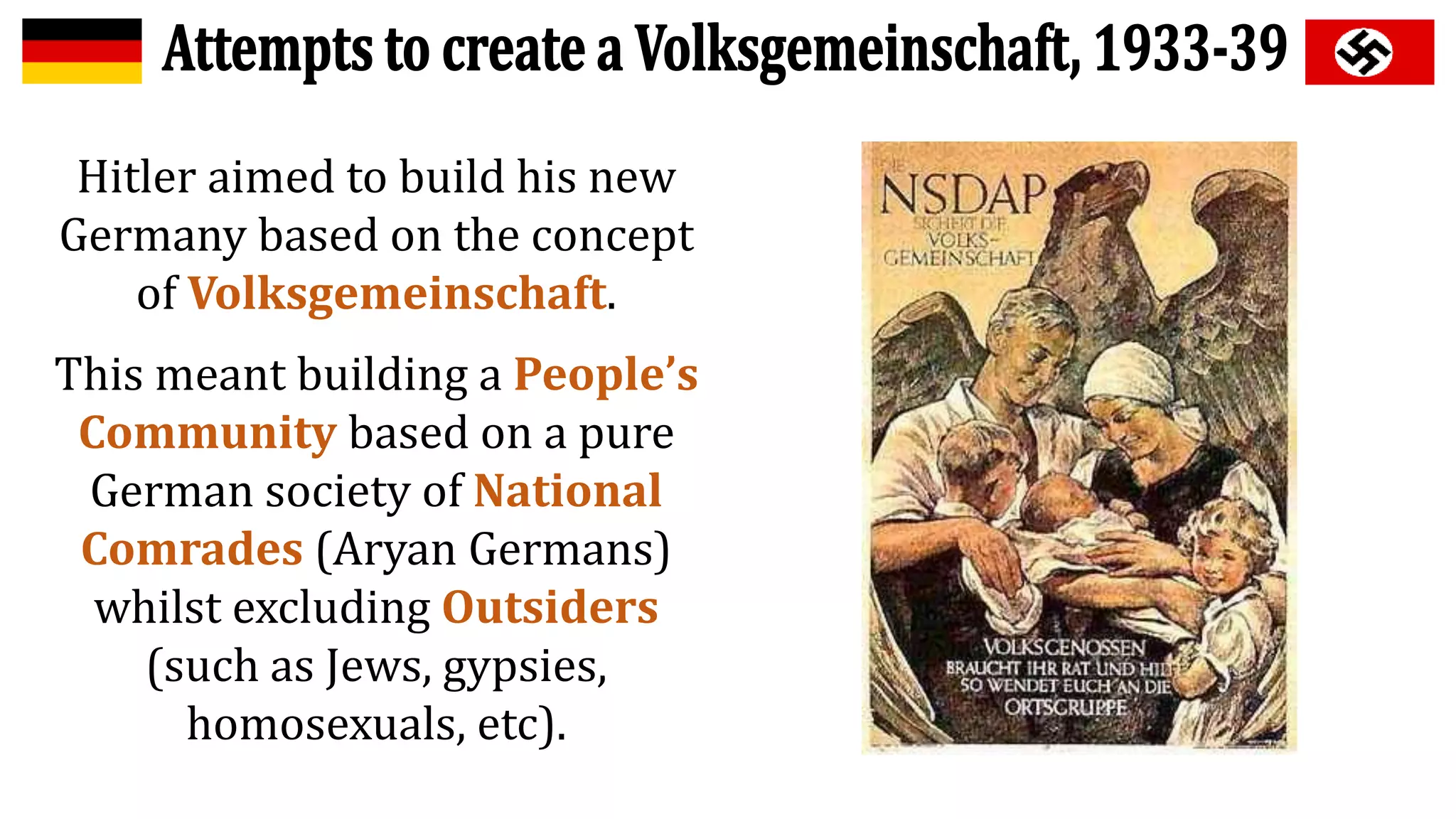 nazi racial doctrine and goal of volksgemeinschaft