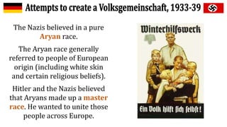nazi racial doctrine and goal of volksgemeinschaft | PPTX