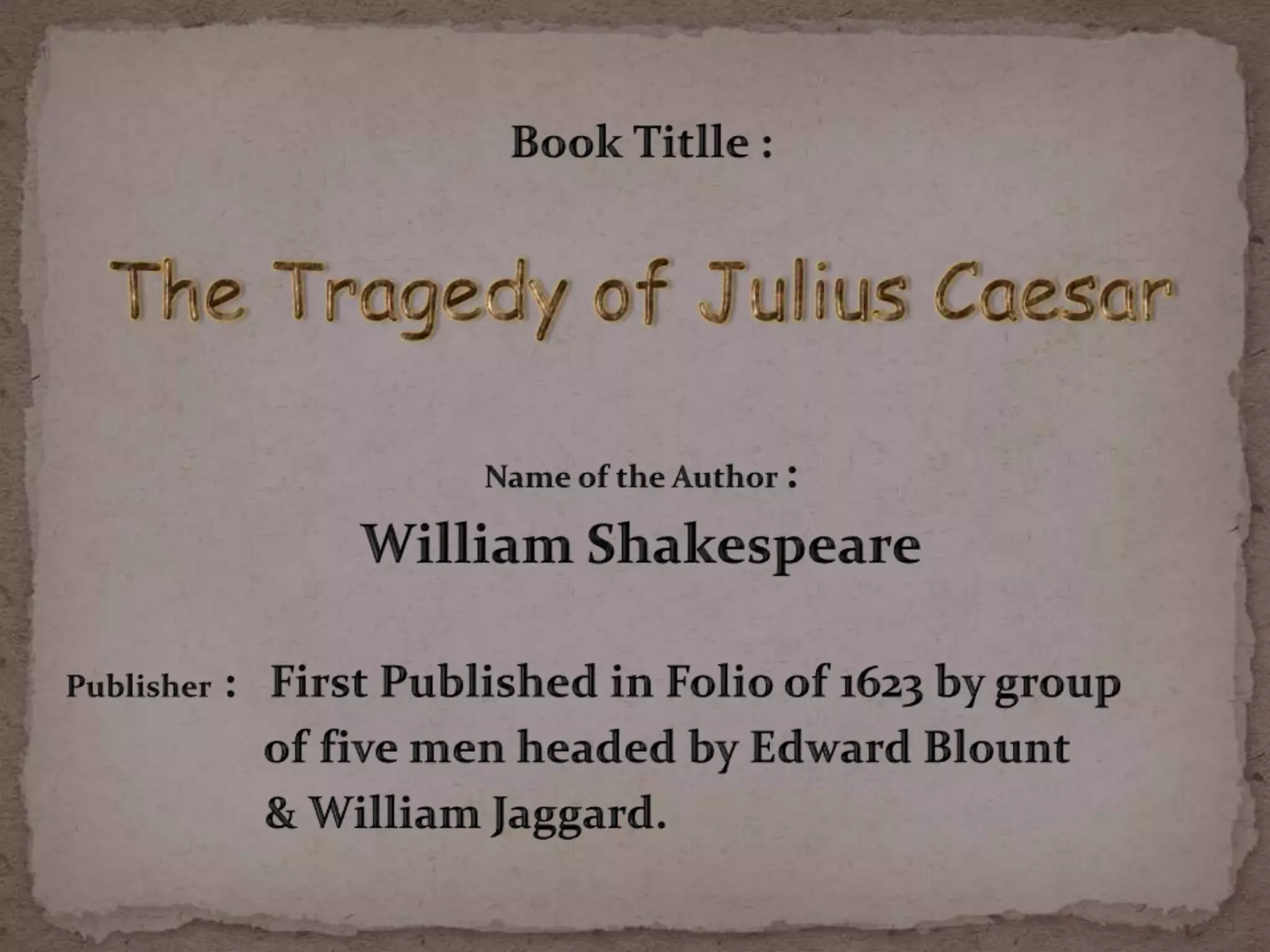 BOOK REVIEW : :The Tragedy Of Julius Caesar" | PPT