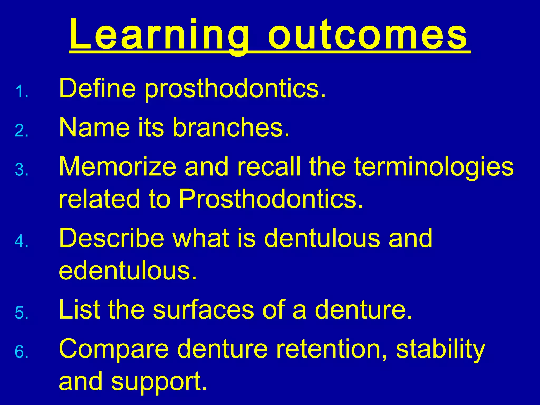 introduction to prosthodontics | PPT
