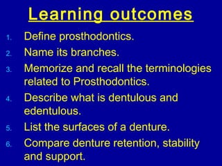 introduction to prosthodontics | PPT