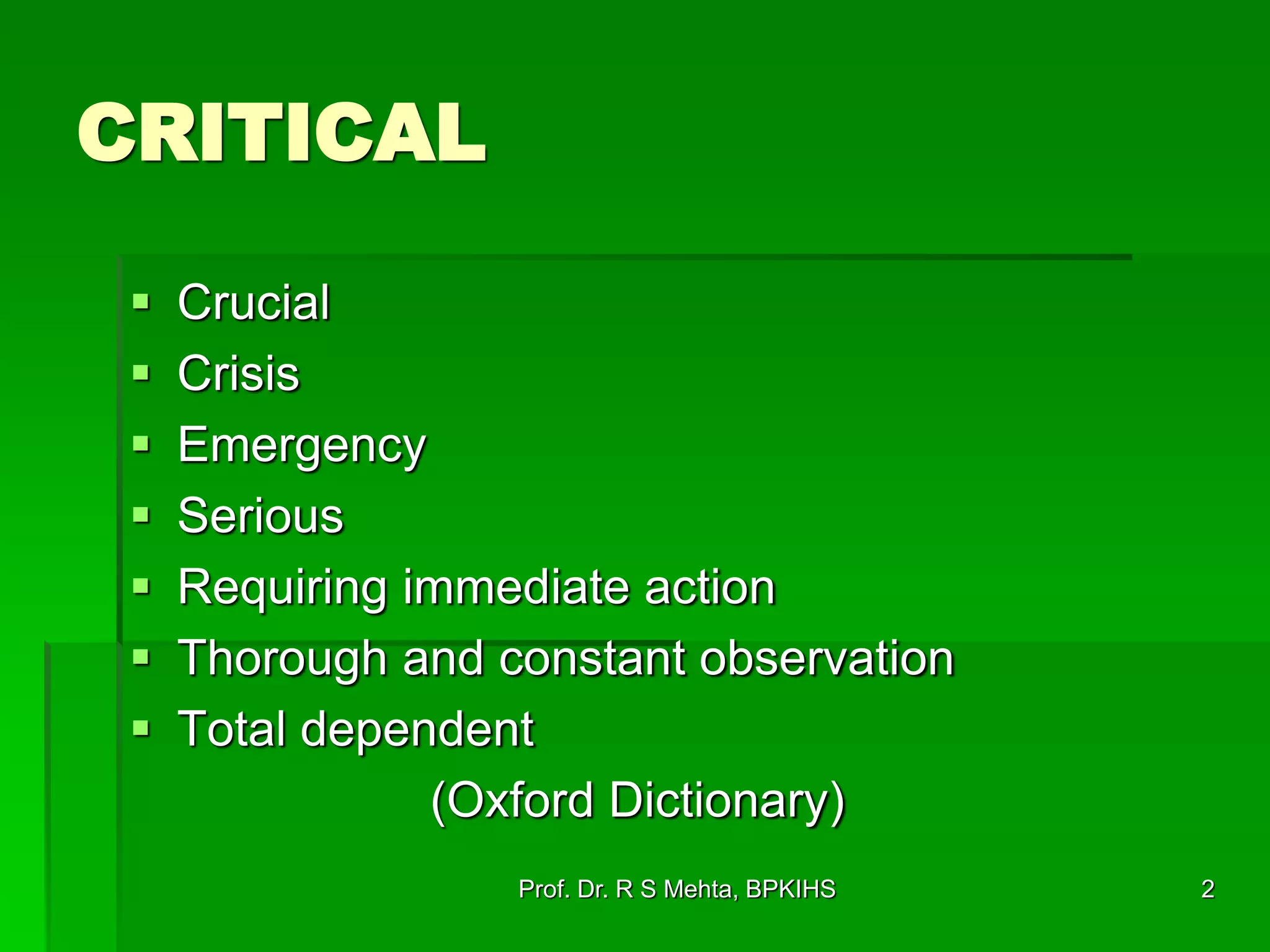 1. critical care | PPSX
