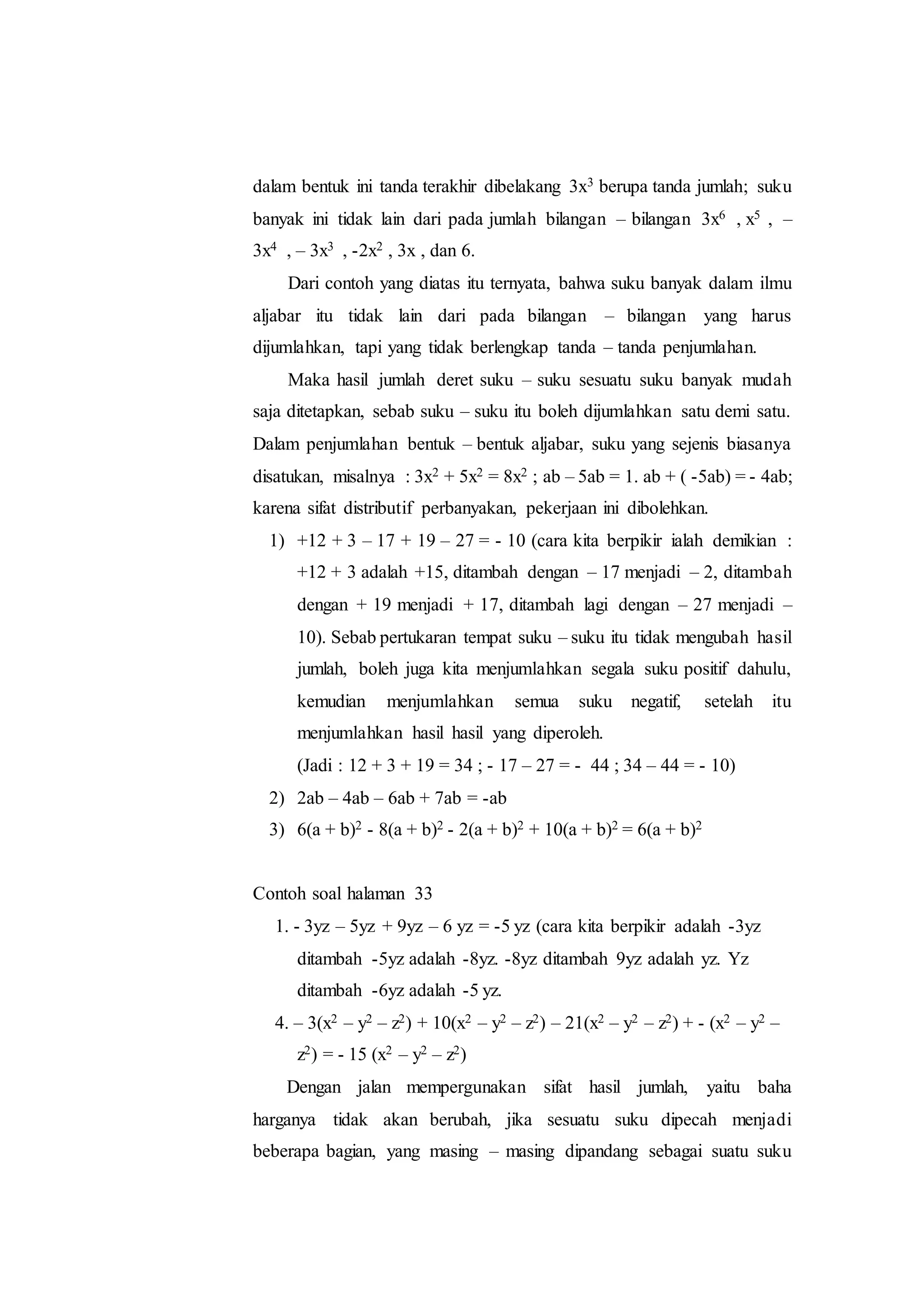 Materi Operasi aljabar | DOCX
