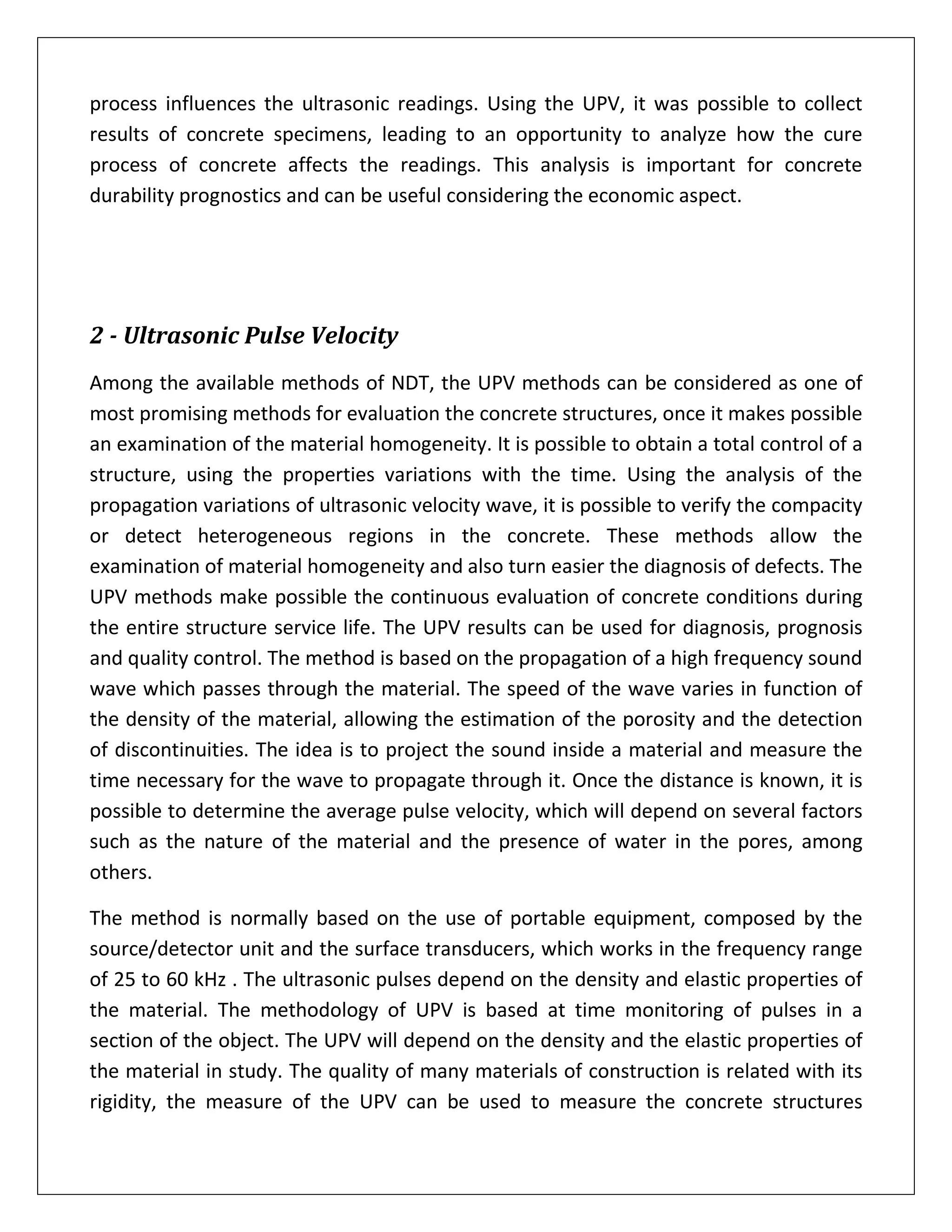 Ultrasonic Pulse Velocity Test | PDF