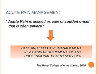implementation of acute pain services in hospital update - dr. Takdir ...