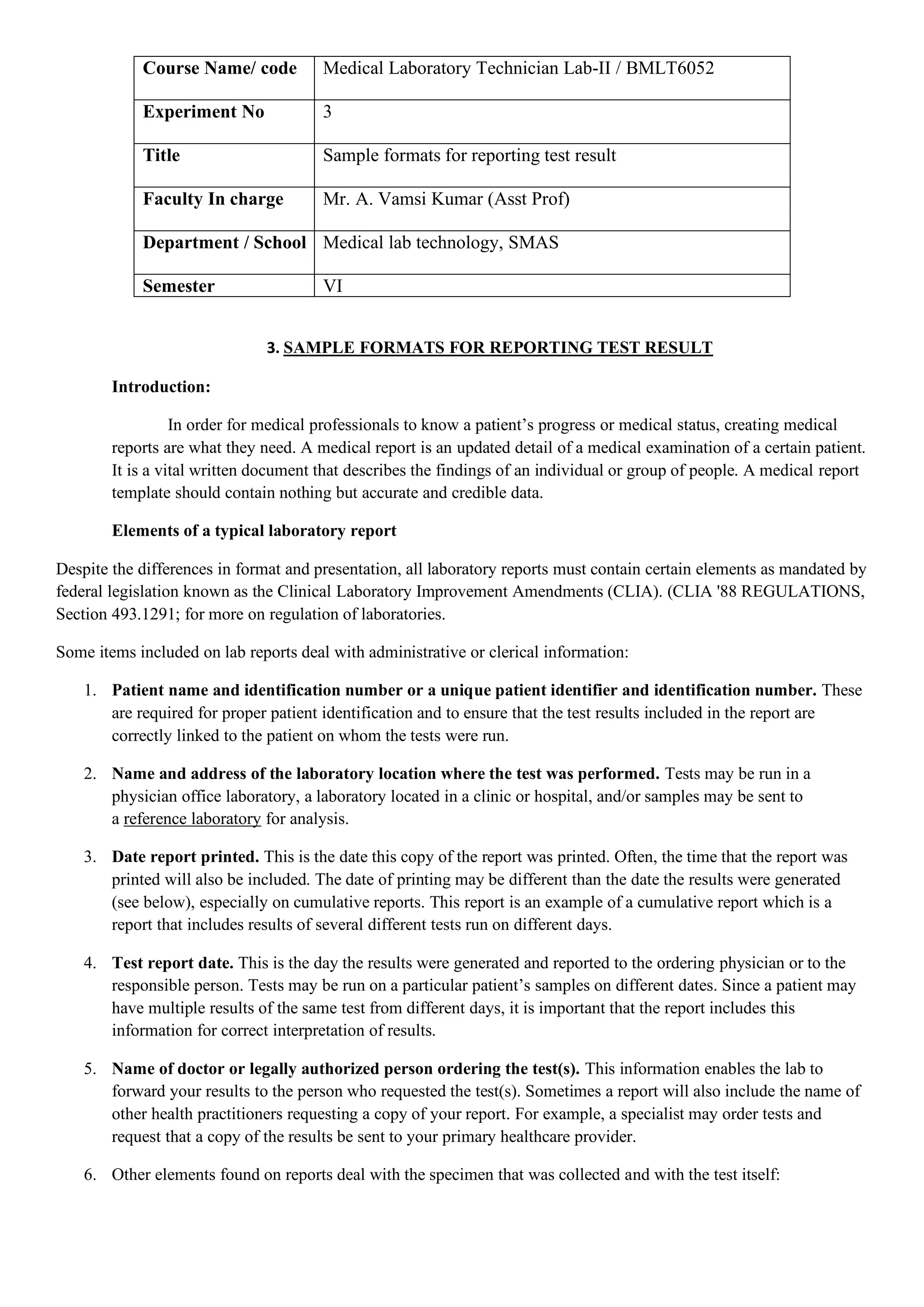 Medical Laboratory technology Lab Manual for MLT students | PDF