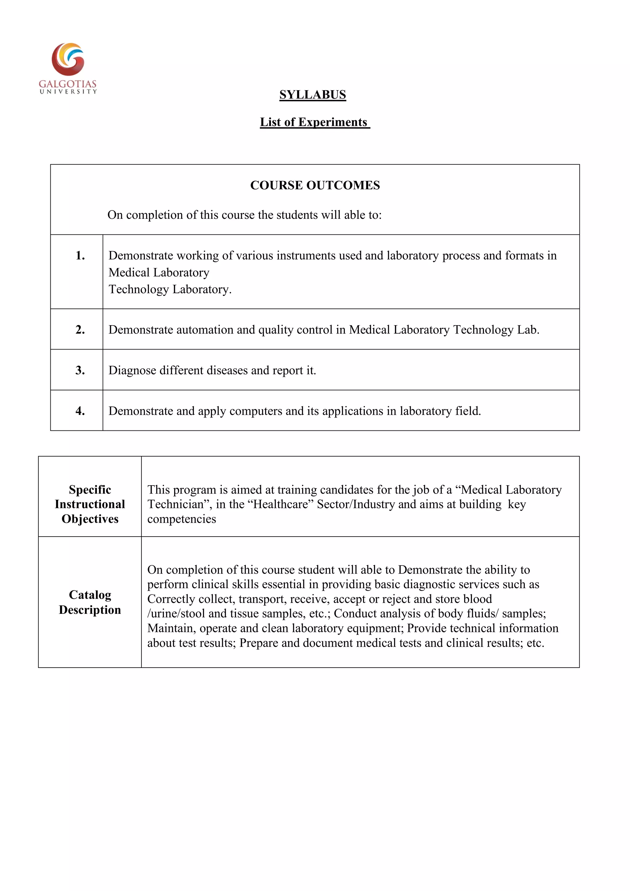 Medical Laboratory technology Lab Manual for MLT students | PDF