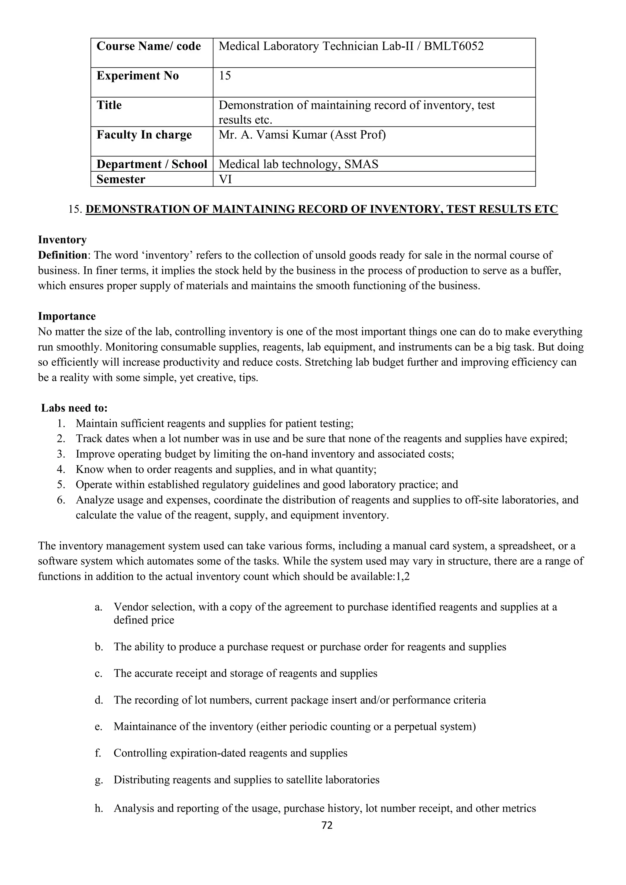 Medical Laboratory technology Lab Manual for MLT students | PDF