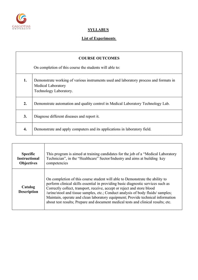 Medical Laboratory technology Lab Manual for MLT students | PDF