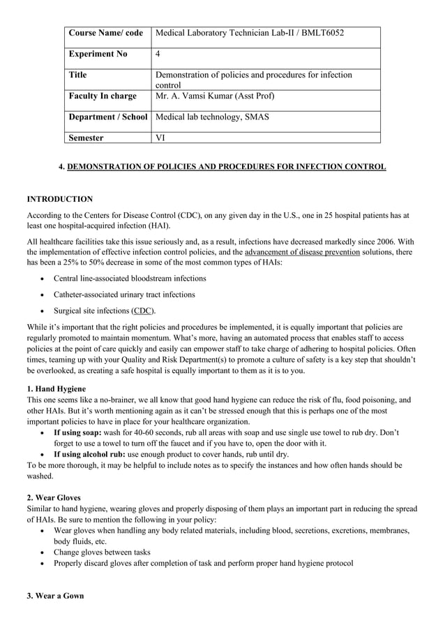 Medical Laboratory technology Lab Manual for MLT students | PDF
