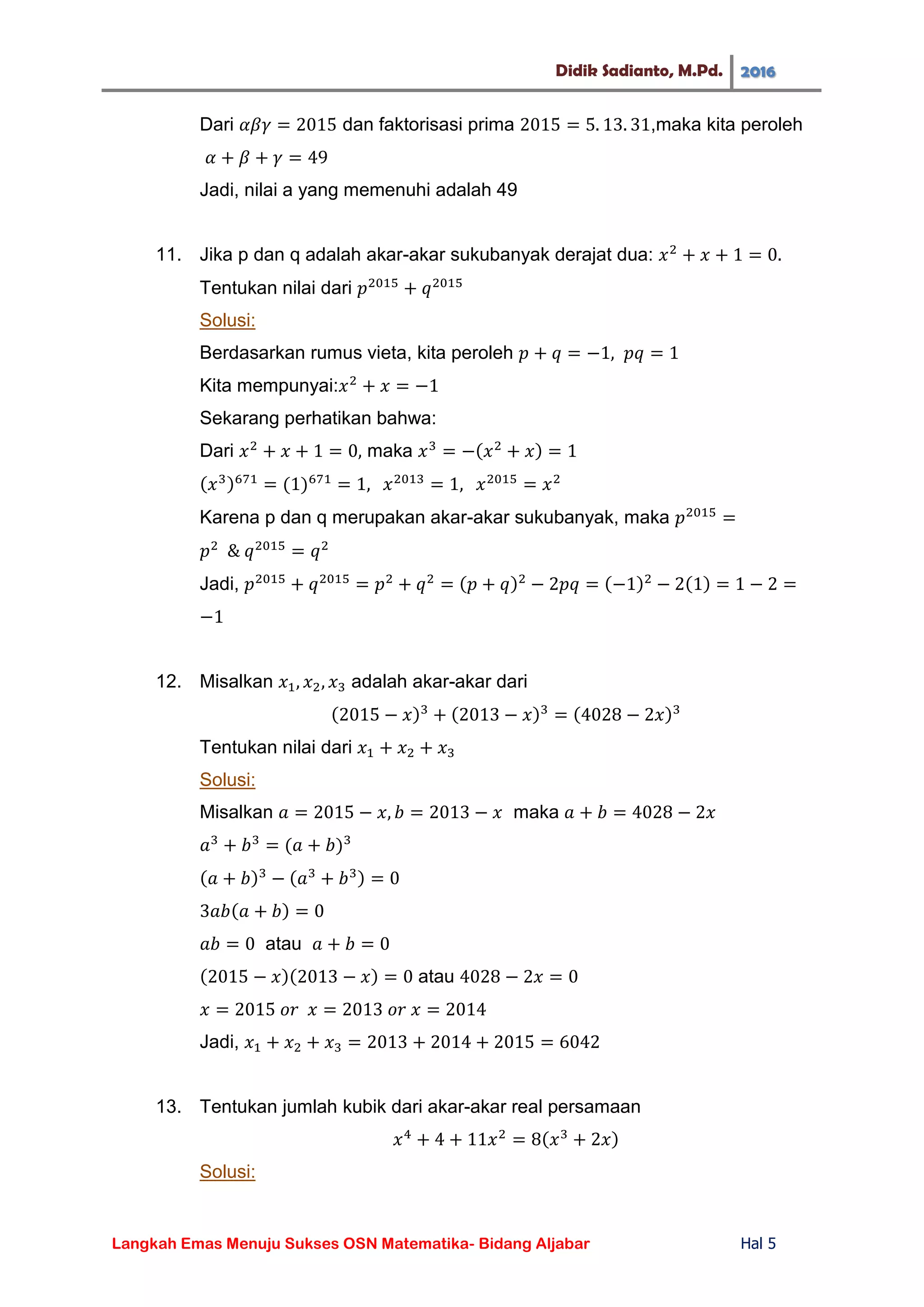 1. teorema vieta | PDF