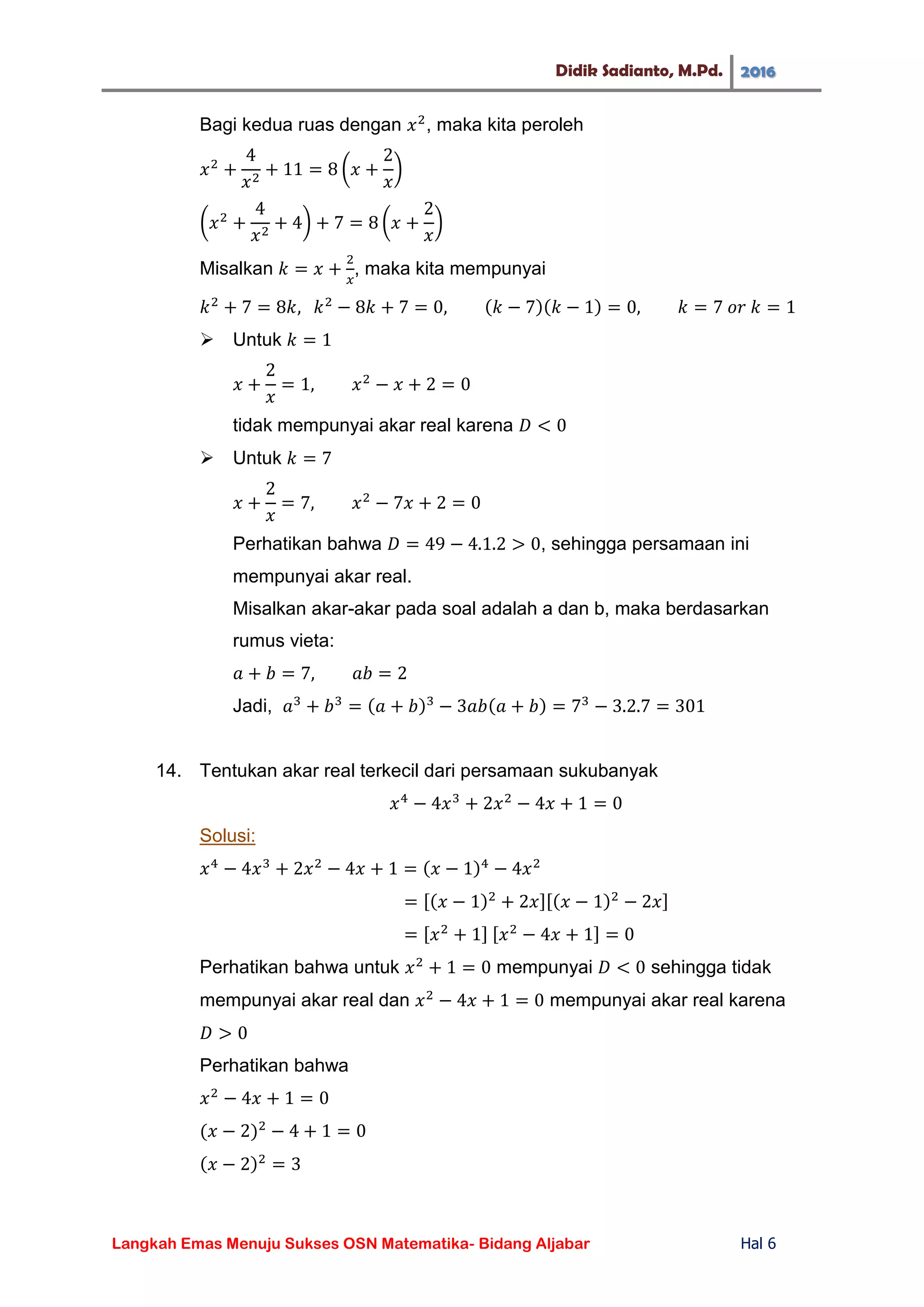 1. teorema vieta | PDF