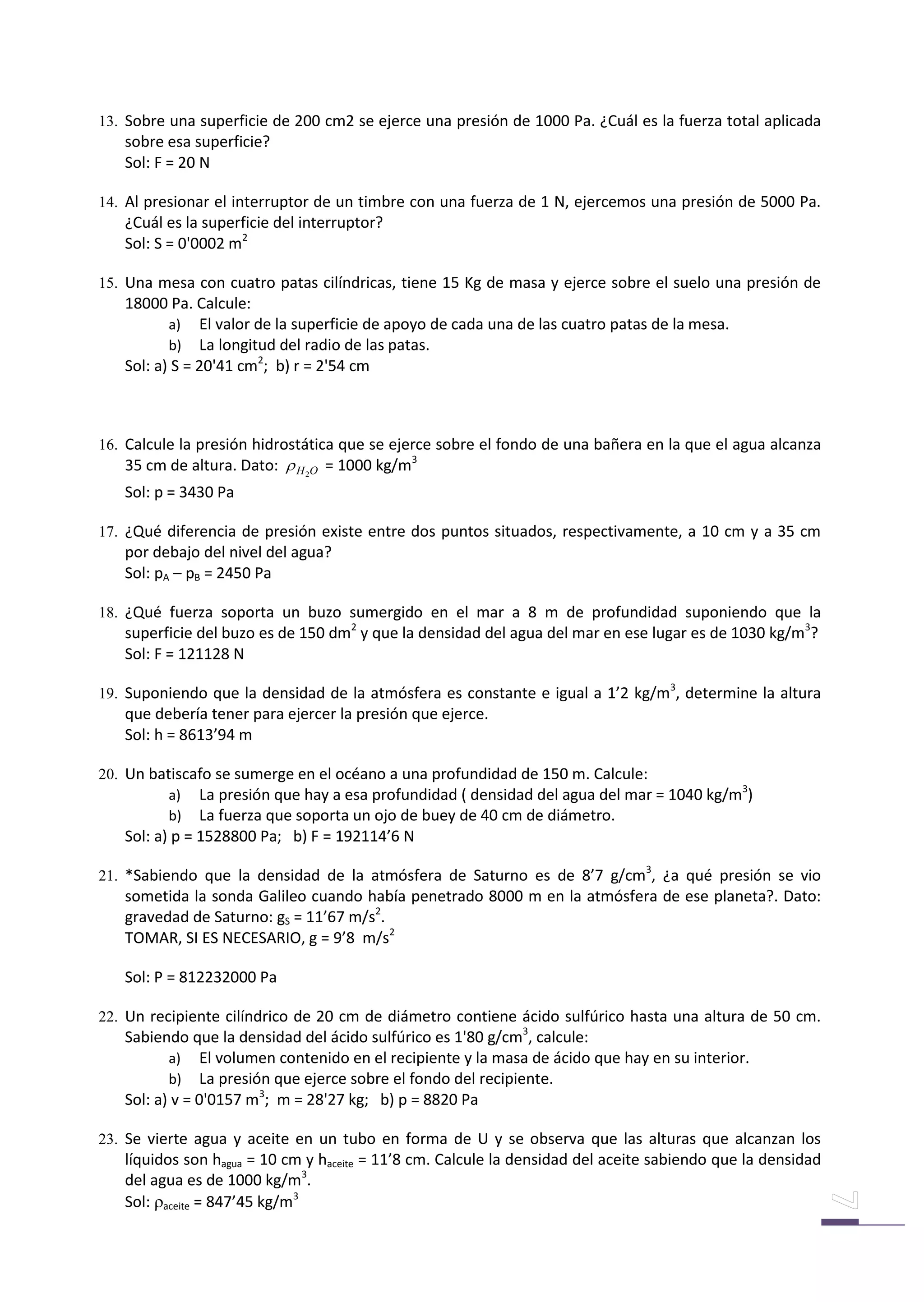 Fuerzas y Presiones en Fluidos | PDF