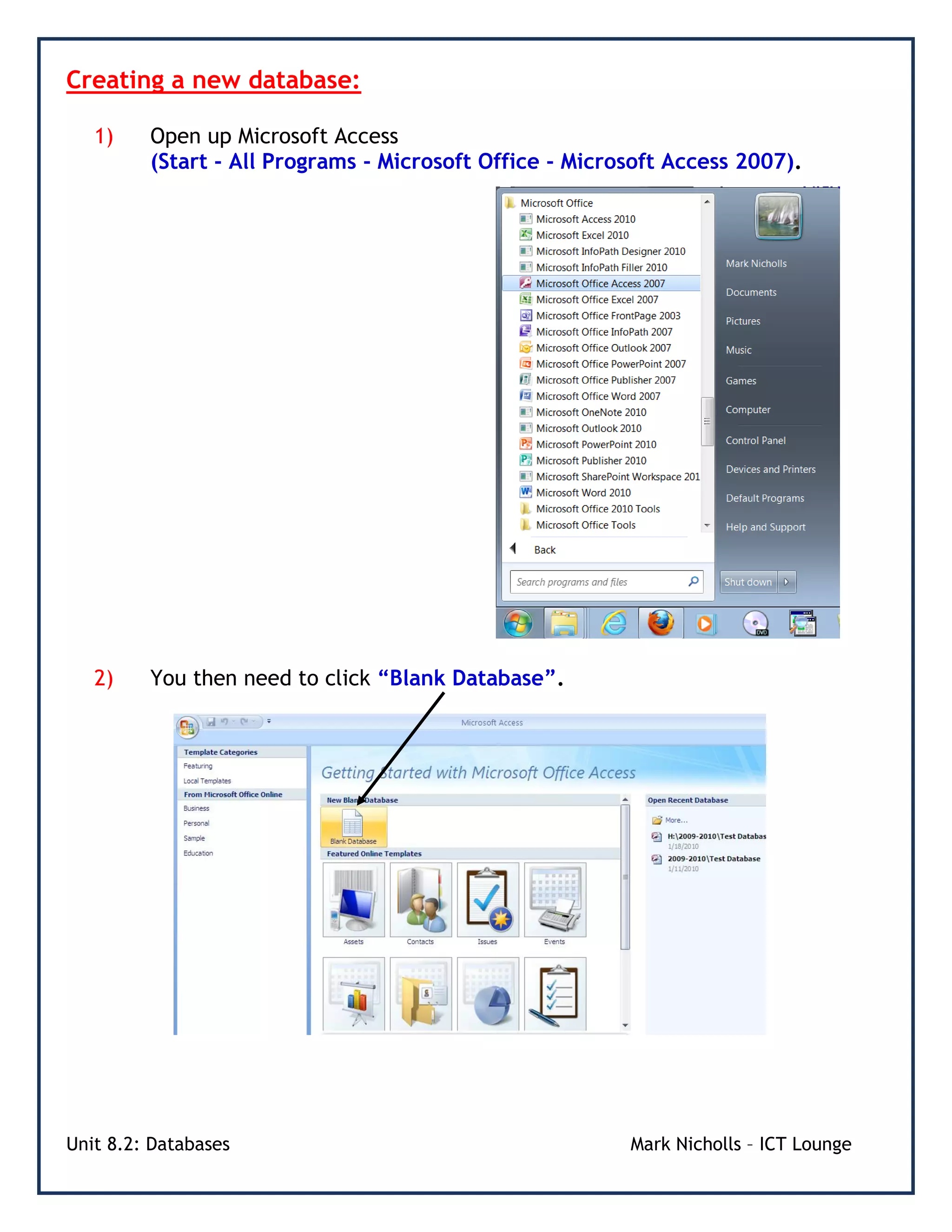 1 Creating A Database Task Pdf