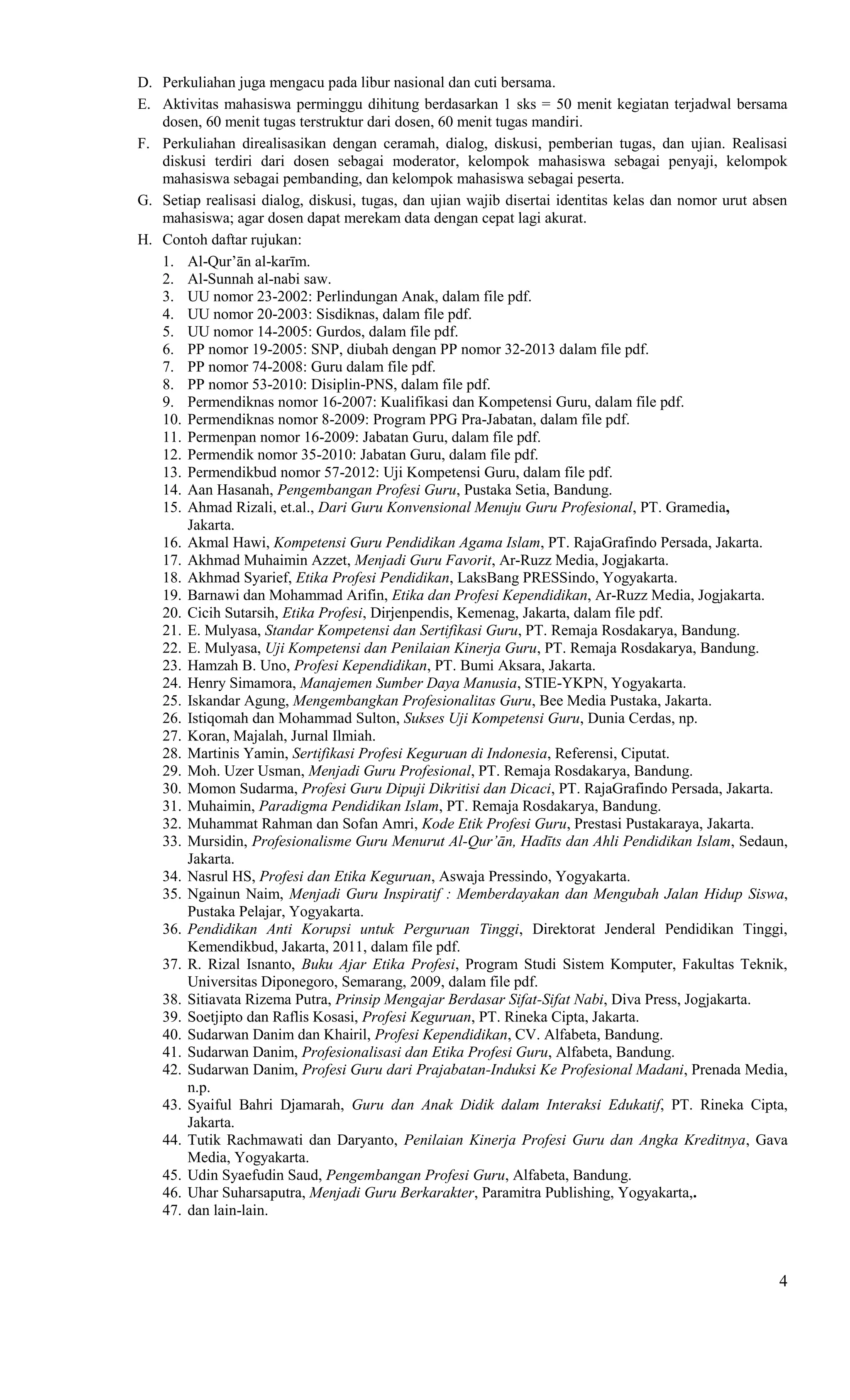 1. staid pai-vi (silabus dan sap matkul profesi keguruan) | PDF