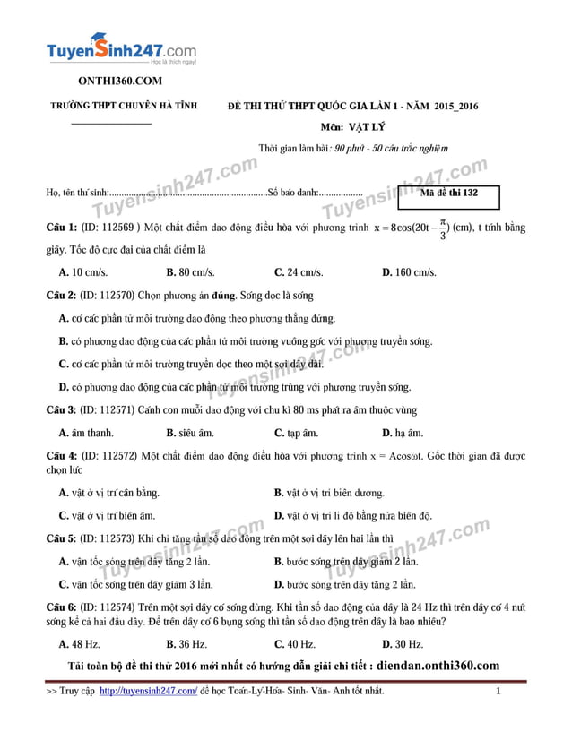 1.ly truong thpt_chuyen_ha_tinh_lan_1_nam_2016 | PDF