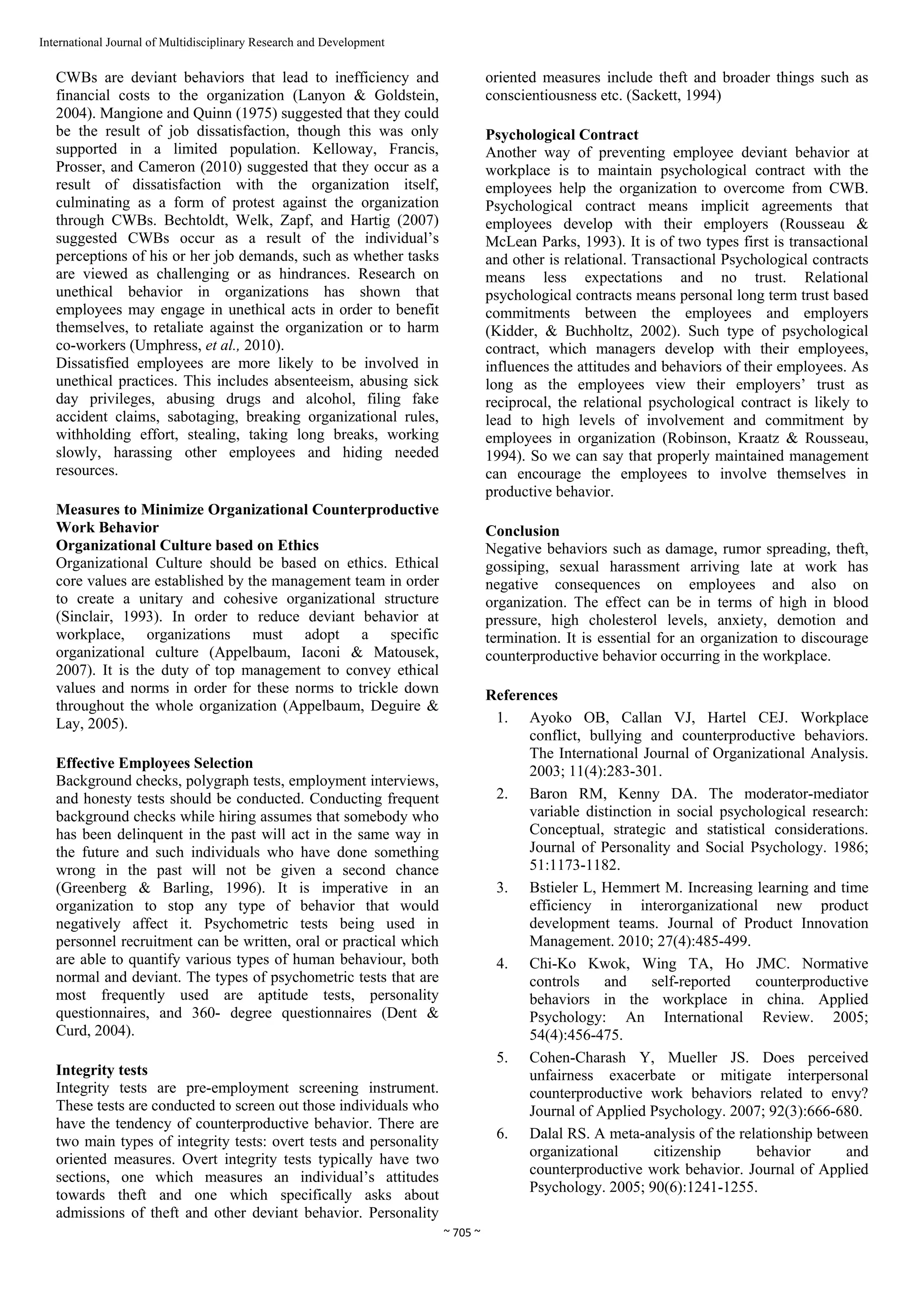 An insight into counterproductive work behavior | PDF