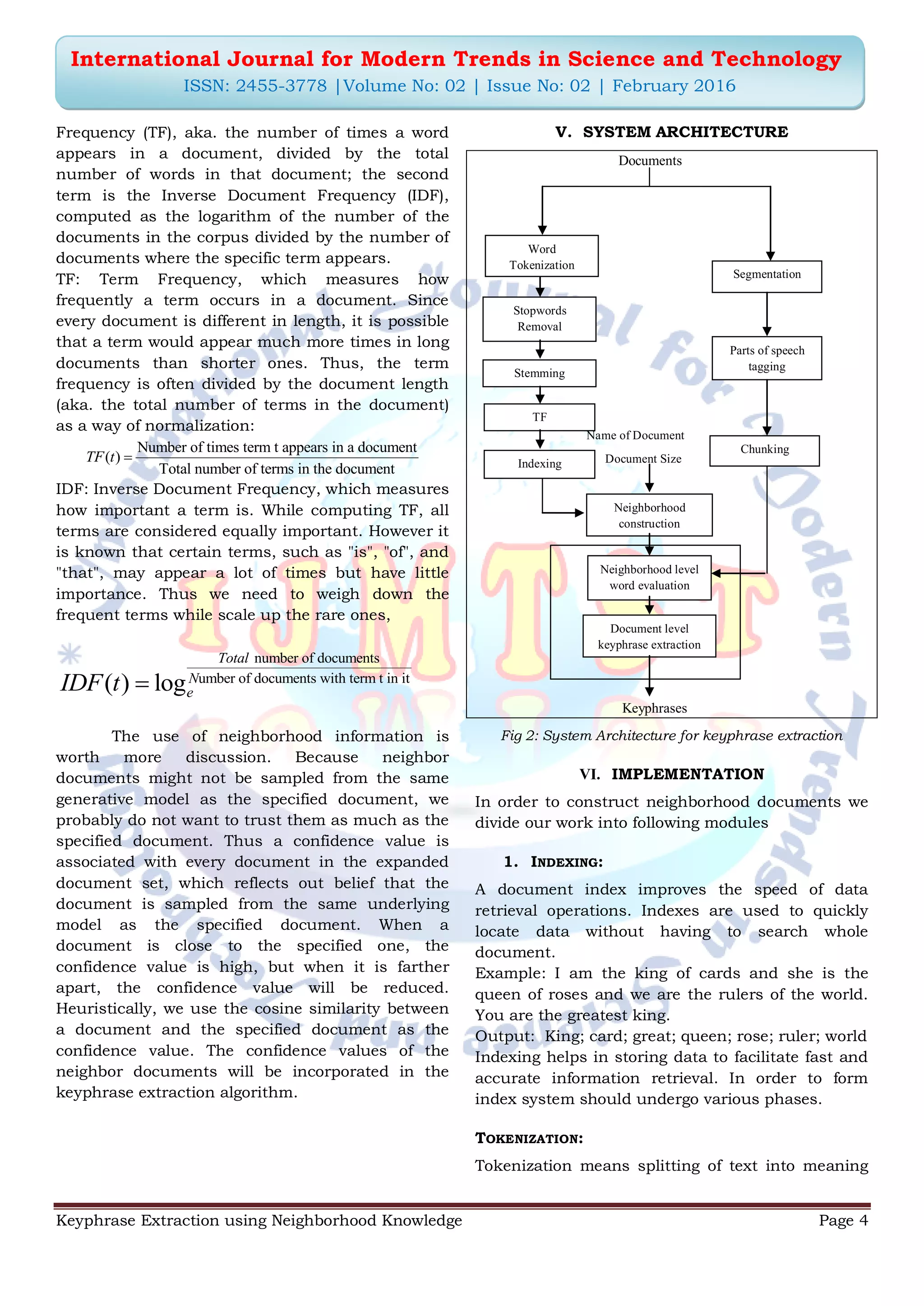 Keyphrase Extraction using Neighborhood Knowledge | PDF