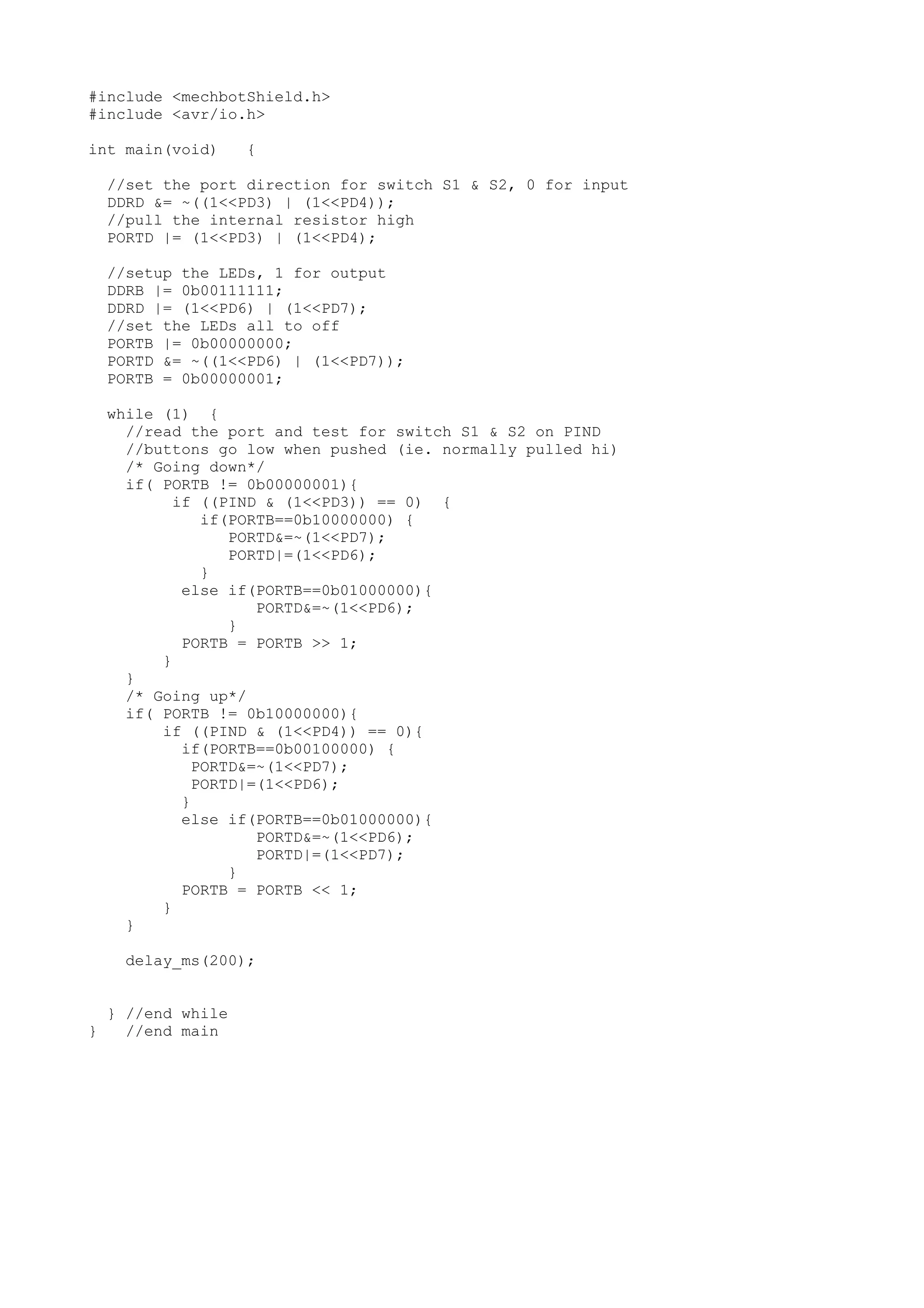 Flicking LED C code | TXT