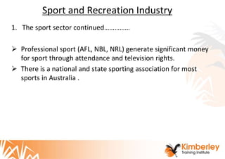 1. Introduction to the sport, fitness and recreation industry | PPTX