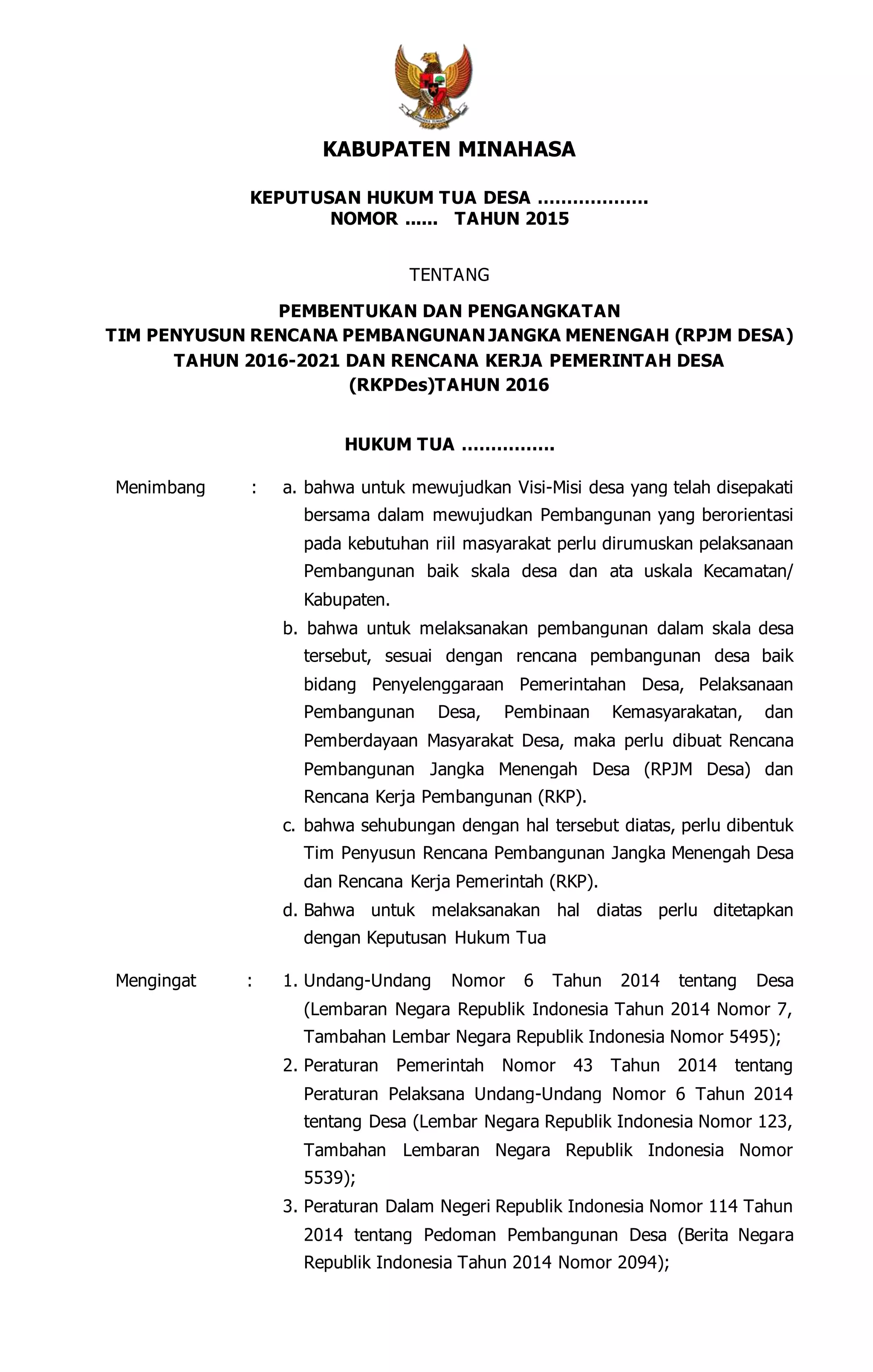 1. sk tim penyusun rpjm des | DOCX
