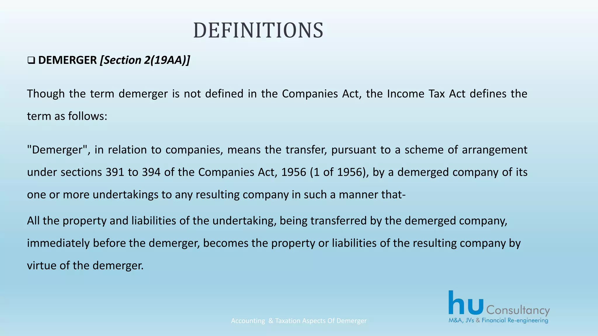 Accounting and Income Tax Aspects - Demerger | PPTX