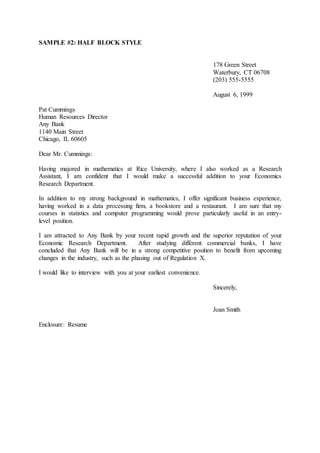 Cover Letter Block