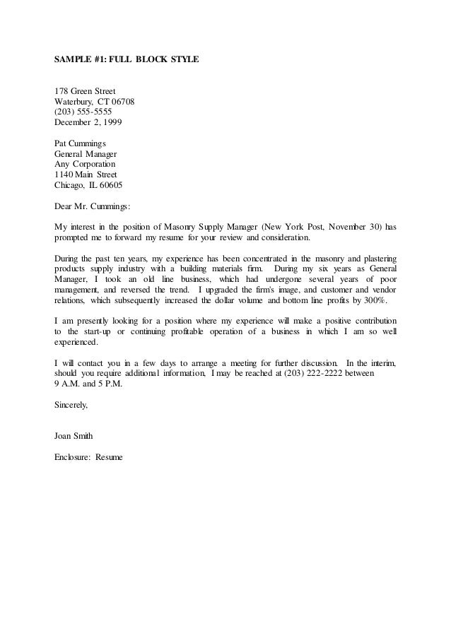 Application Letter For Job Full Block Style Application Letter Full 